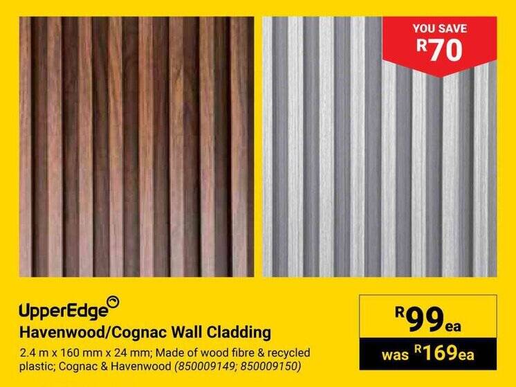 Upper Edge Havenwood/ Cognac Wall Cladding offer at Builders Warehouse