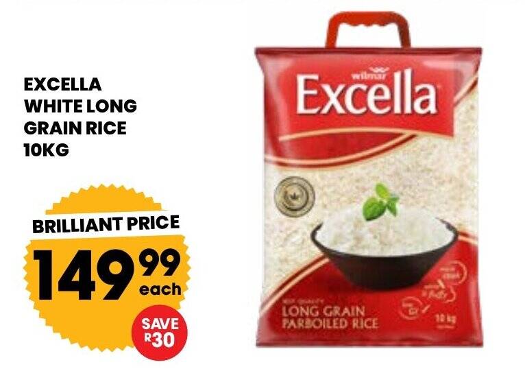 Excella white long grain rice 10 kg offer at Econo Foods