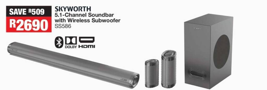 SKYWORTH 5.1-Channel Soundbar with Wireless Subwoofer SS586 offer at OK ...