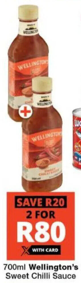 Wellington's Sweet Chilli Sauce 2 x 700 ml offer at Checkers