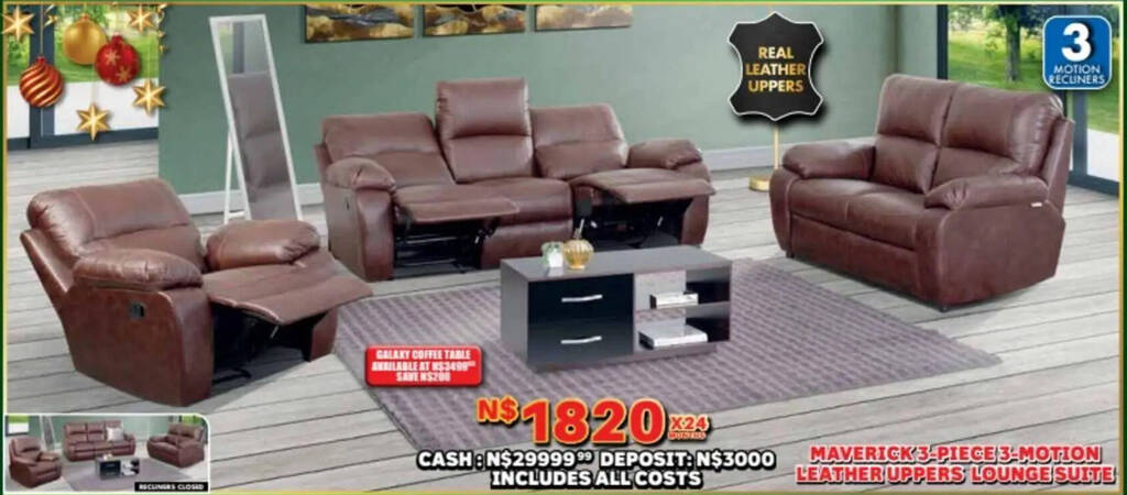 Maverick 3 motion leather uppers lounge suite offer at Lewis