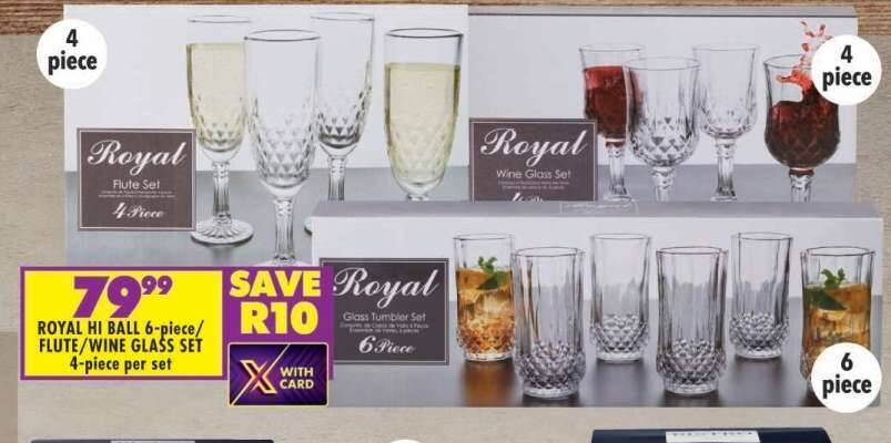 ROYAL HI BALL 6-piece / FLUTE/WINE GLASS SET 4-piece per set offer at ...