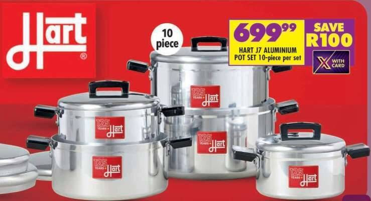 HART 17 ALUMINIUM POT SET 10-piece per set offer at Shoprite