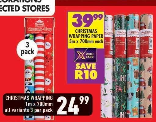 CHRISTMAS WRAPPING PAPER offer at Shoprite