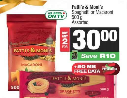 FATTI'S & MONI'S Spaghetti or Macaroni offer at Spar