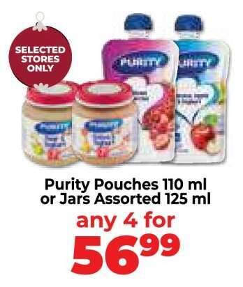 Purity Pouches or Jars offer at Food Lover's Market