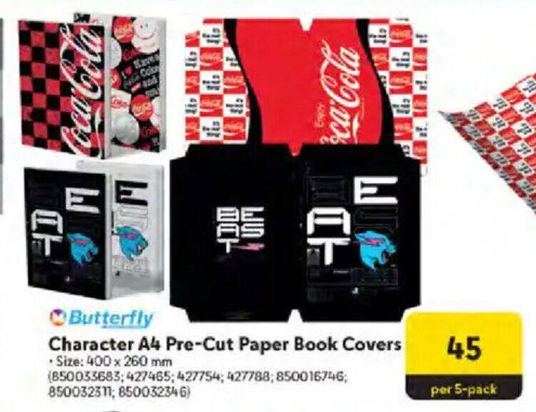 Butterfly Character A4 Pre-Cut Paper Book Covers offer at Makro