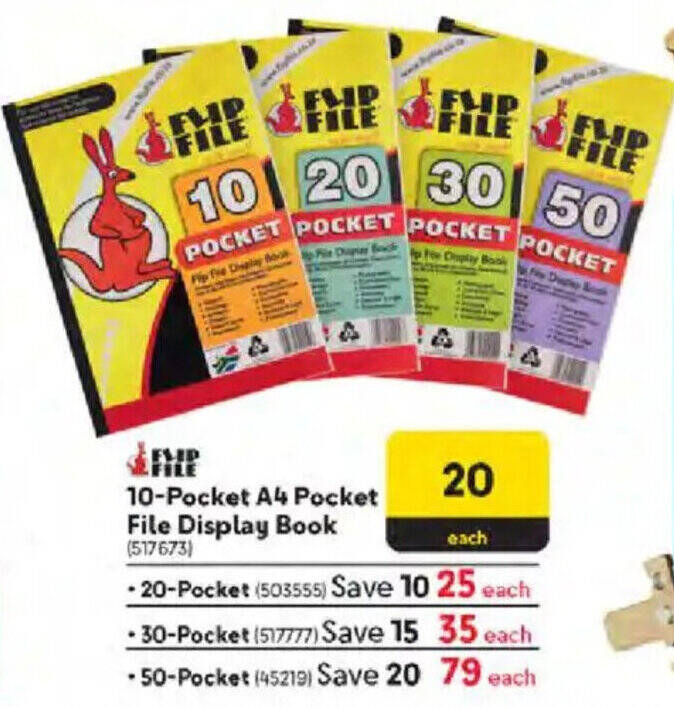 Flip File A4 Pocket File Display Book offer at Makro