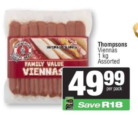 THOMPSONS VIENNAS offer at Spar