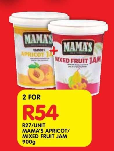 MAMA’S APRICOT/MIXED FRUIT JAM offer at Shoprite
