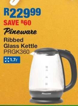 Pineware Ribbed Glass Kettle PRGK360 offer at OK Furniture