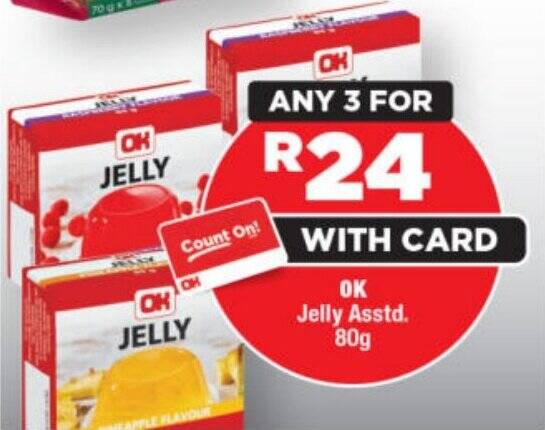 OK Jelly Asstd. 3 x 80 g offer at OK Foods