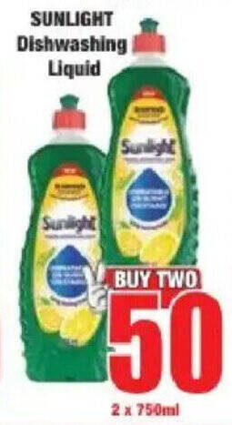 SUNLIGHT Dishwashing Liquid 2 x 750 ml offer at Boxer
