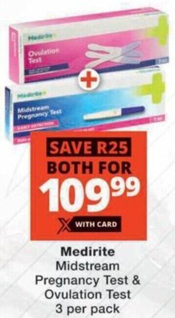 Medirite Midstream Pregnancy Test & Ovulation Test offer at Checkers Hyper