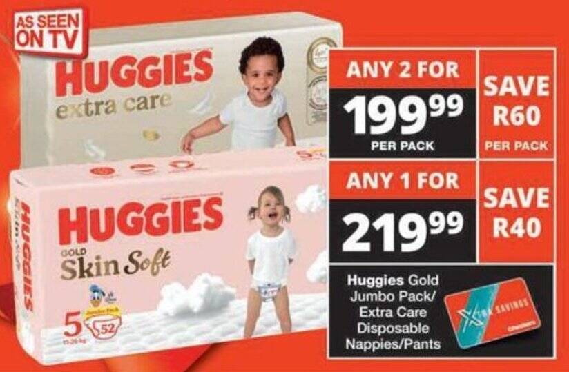 Huggies Gold Jumbo Pack/ Extra Care Disposable Nappies/ Pants offer at ...