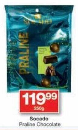 Socado Praline Chocolate 250 g offer at Checkers Hyper