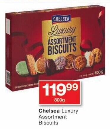Chelsea Luxury Assortment Biscuits 800 g offer at Checkers