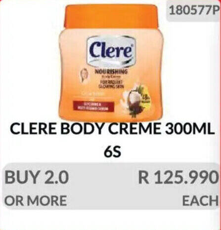 Clere body creme offer at KitKat Cash and Carry