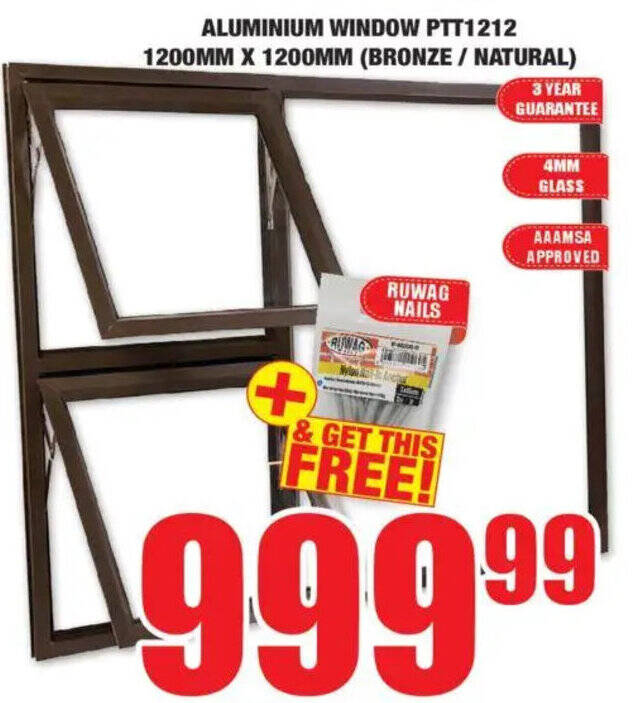 Aluminium window ptt1212 offer at Boxer Build