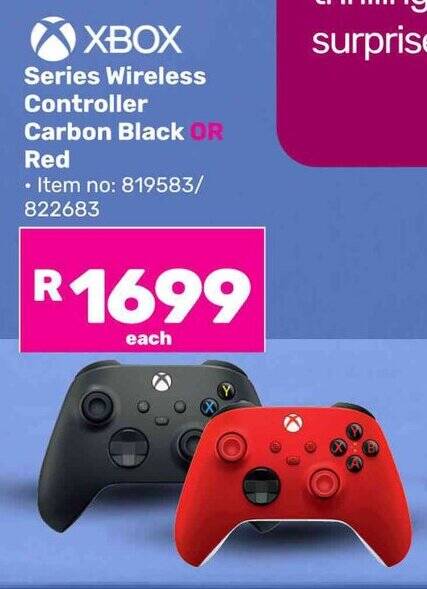 XBOX Series Wireless Controller Carbon Black OR Red offer at Game