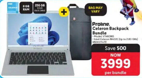 Proline Celeron Backpack Bundle offer at Makro