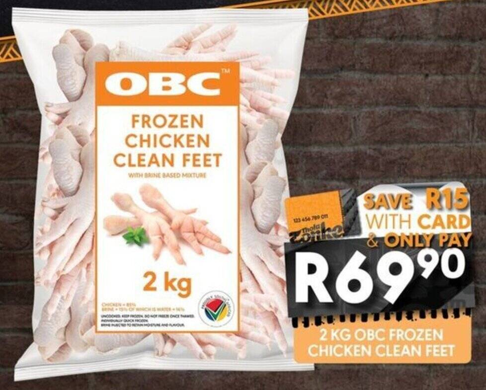 Obc frozen chicken clean feet 2 kg offer at OBC Meat & Chicken