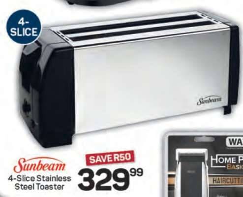 Sunbeam 4-Slice Stainless Steel Toaster offer at Pick n Pay