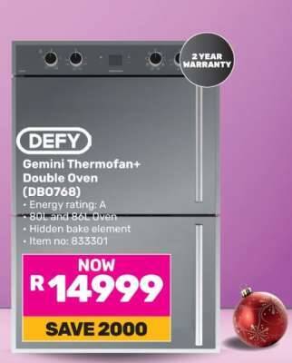 DEFY Gemini Thermofan+ Double Oven (DB0768) offer at Game