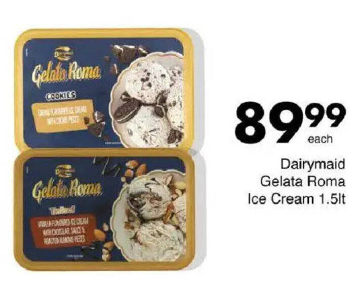 Dairymaid Gelata Roma Ice Cream 1.5 Lt offer at Save Hyper