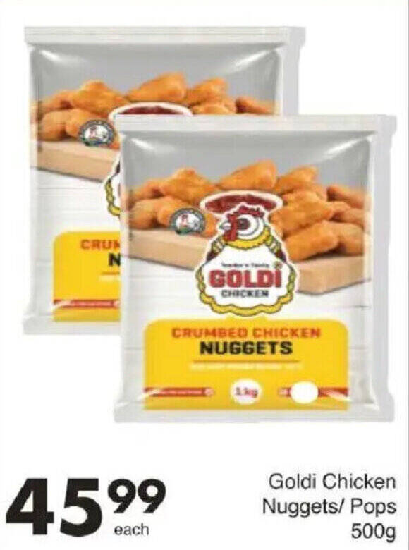 Goldi Chicken Nuggets/ Pops 500 g offer at Save Hyper