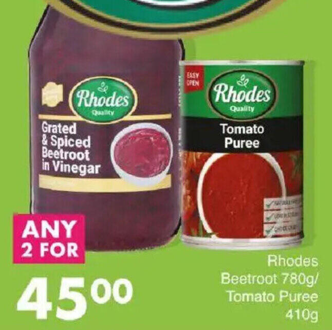 Rhodes Beetroot/ Tomato Puree offer at Save Hyper