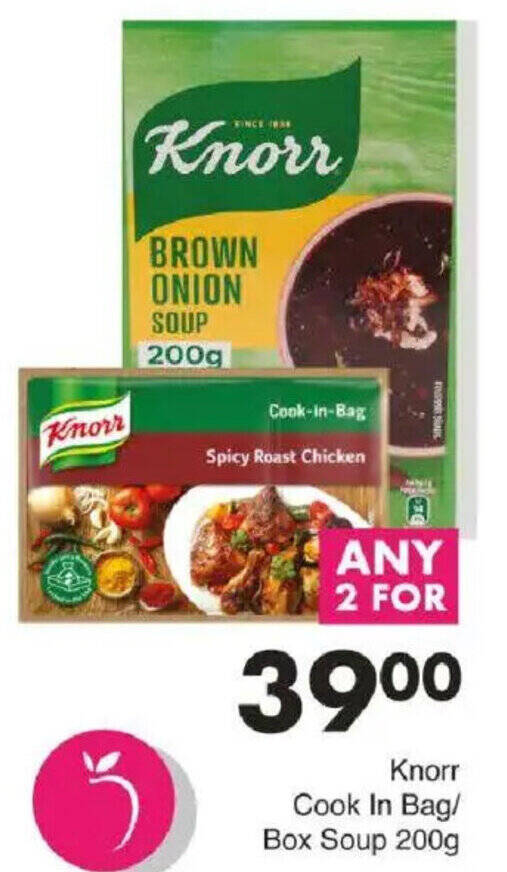 Knorr Cook In Bag/ Box Soup 2 x 200 g offer at Save Hyper