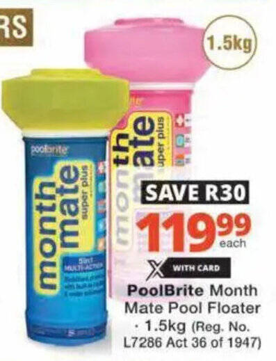 PoolBrite Month Mate Pool Floater offer at Checkers Hyper