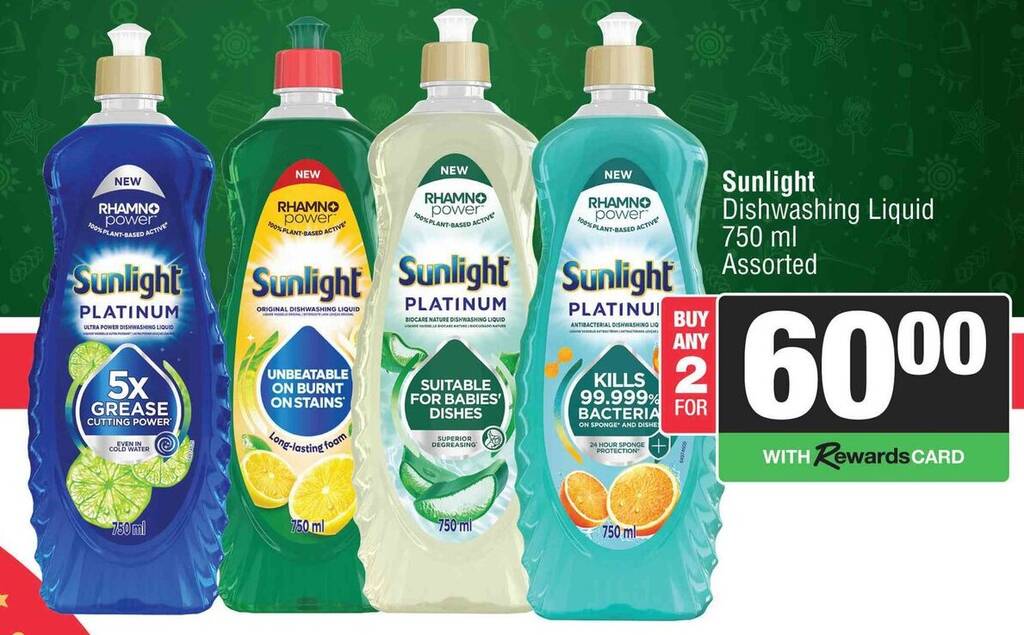 Sunlight Dishwashing Liquid Assorted 2 x 750 ml offer at Spar