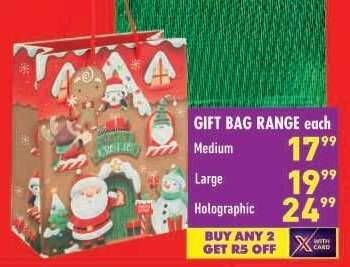 GIFT BAG RANGE each offer at Shoprite
