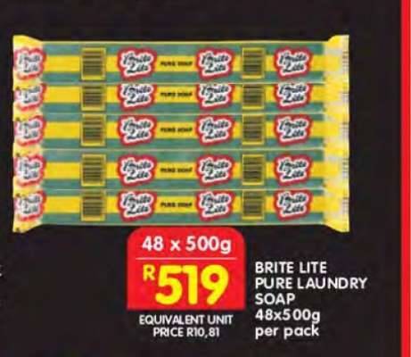 BRITE LITE PURE LAUNDRY SOAP offer at Shoprite