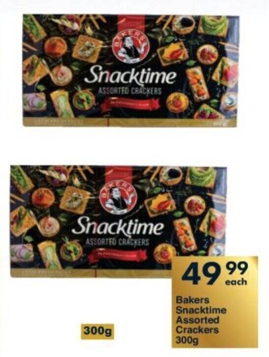 Bakers Snacktime Assorted Crackers 300 g offer at President Hyper