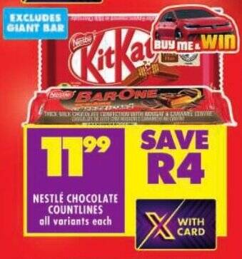 Nestlé chocolate countlines offer at Shoprite