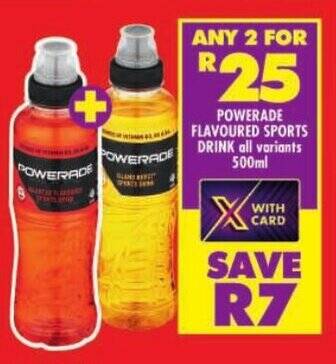 Powerade flavoured sports drink offer at Shoprite