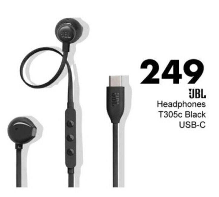 JBL Headphones T305c Black USB-C offer at Save Hyper