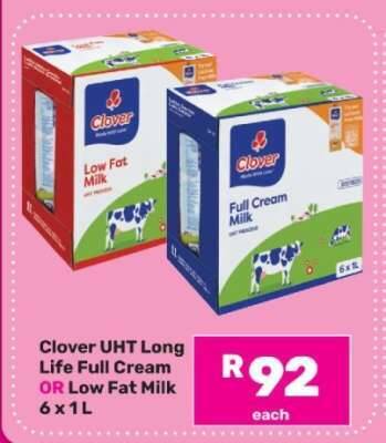 Clover UHT Long Life Full Cream OR Low Fat Milk offer at Game