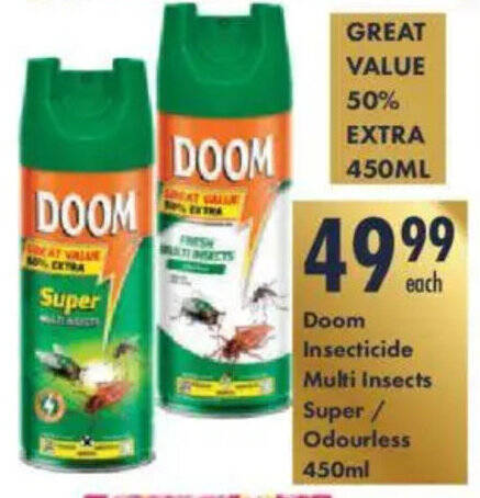 Doom Insecticide Multi Insects Super/ Odourless 450 ml offer at ...