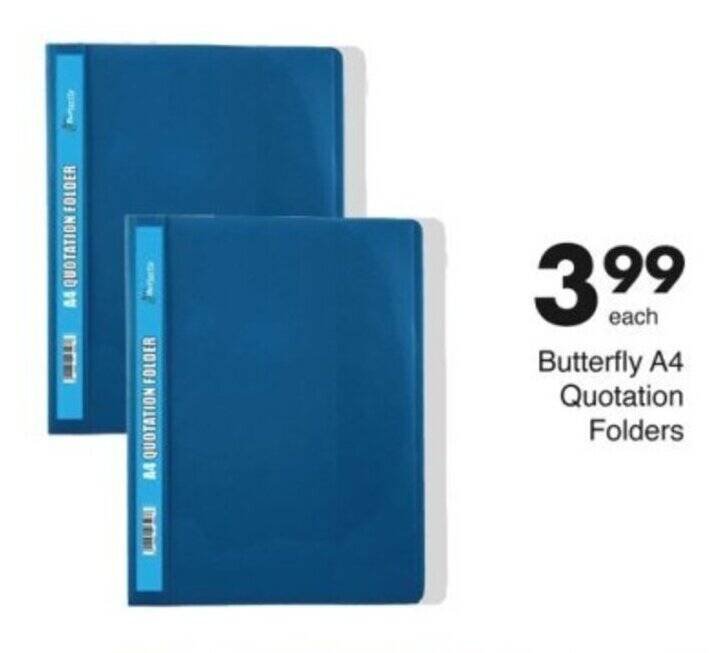 Butterfly A4 Quotation Folders offer at Save Hyper