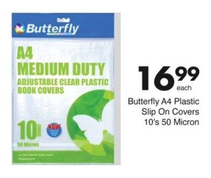 Butterfly A4 Plastic Slip On Covers 50 Micron offer at Save Hyper