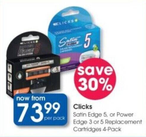 Clicks Satin Edge 5, or Power Edge 3 or 5 Replacement Cartridges offer ...