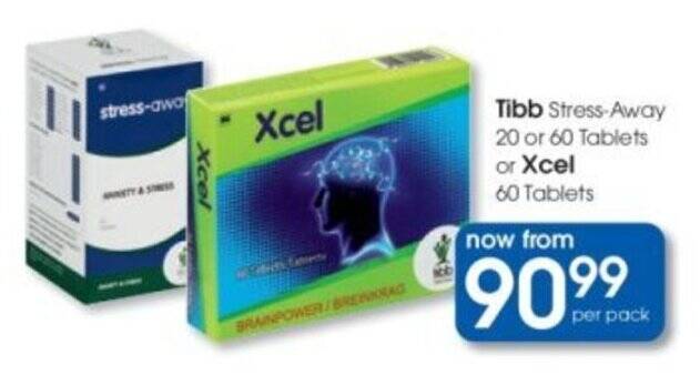 Tibb Stress-Away or Xcel offer at Clicks