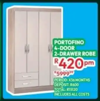 Portofino 4-door 2-drawer robe offer at Best Home And Electric