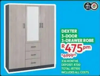 Dexter 3-door 3-drawer robe offer at Best Home And Electric