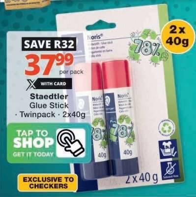 Staedtler Glue Stick Twinpack offer at Checkers