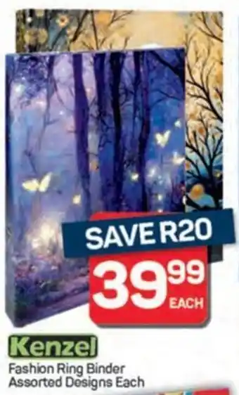 Kenzel Fashion Ring Binder Assorted Designs offer at Pick n Pay Hypermarket